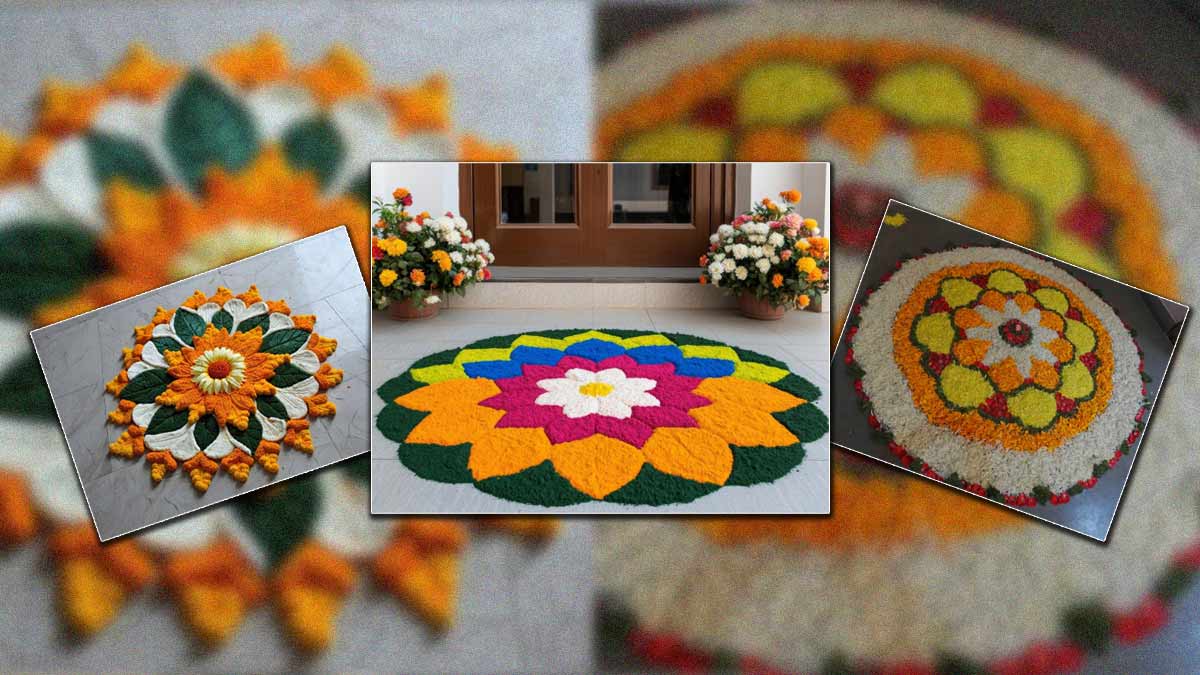 how to draw rose flower rangoli