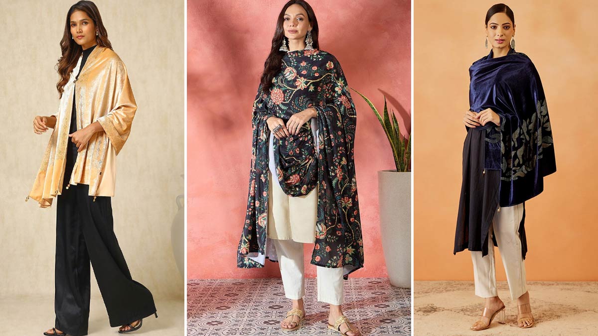 5 Trendy Velvet Shawl Designs To Keep You Warm And Stylish In Winters ...