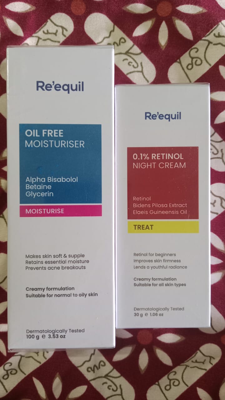 Re'equil Oil Free Moisturiser And 0.1% Retinol Night Cream Detailed ...