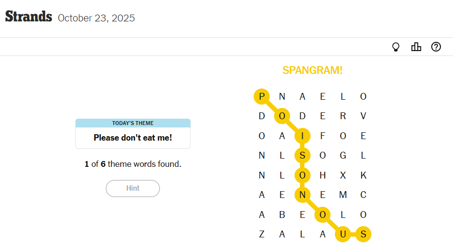 NYT Strands Hints Today, October 23, 2025: Check Final Answer And ...