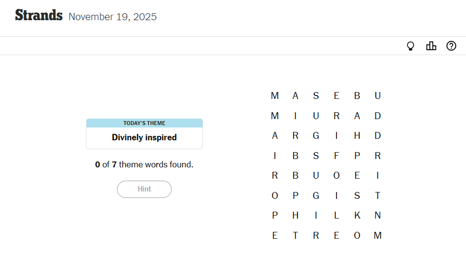 NYT Strands Hints Today, November 19, 2025: Spangram, Clues, And All ...