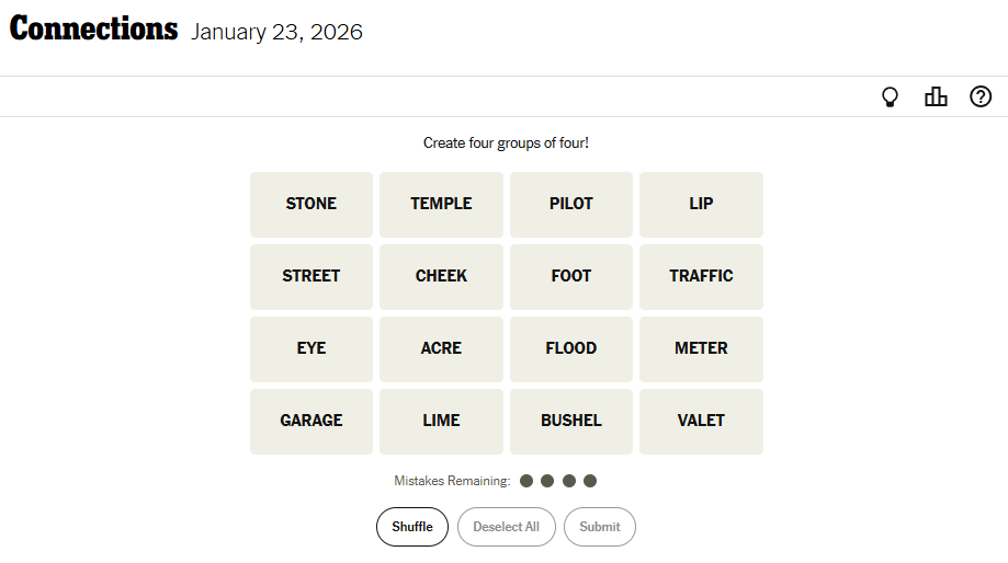 NYT Connections Hints Today, January 23, 2026: Clues, Categories, And ...