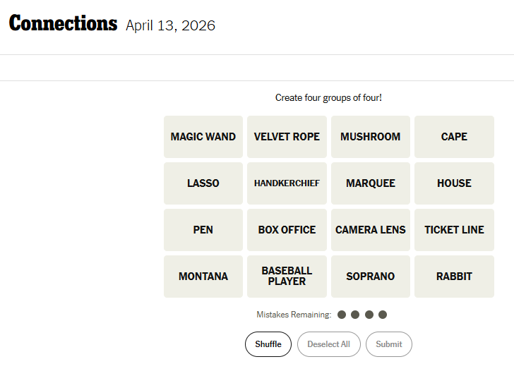 NYT Connections Hints Today, April 13, 2026: Hints For All Groups ...