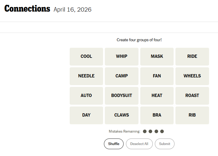 NYT Connections Hints Today, April 16, 2026: Clues To Crack The Puzzle ...
