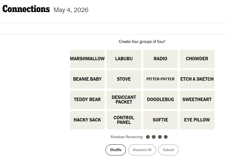 NYT Connections Hints Today, May 4, 2026: Answers Revealed For Game ...