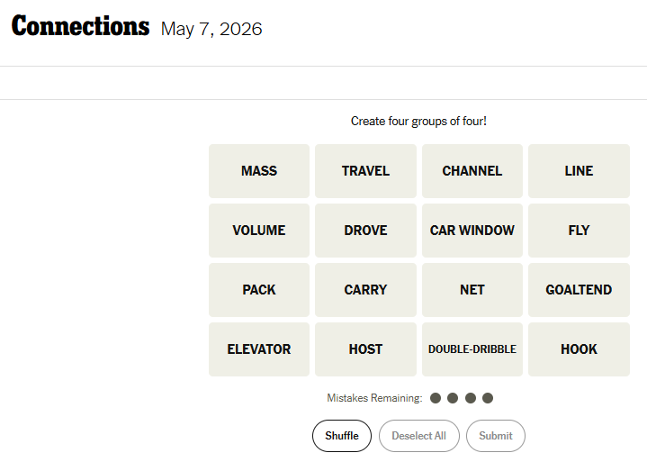 NYT Connections Hints Today, May 7, 2026: Answers Guide With All Four ...