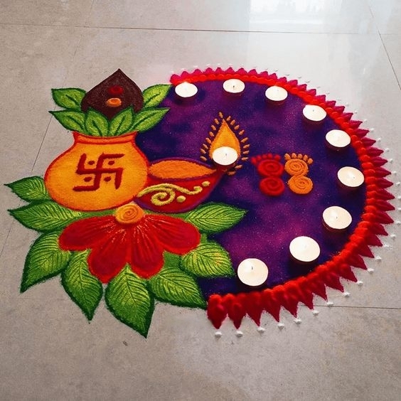 Diya Rangoli Designs | Rangoli Designs for Diwali 2024 | दिवाली के लिए ...