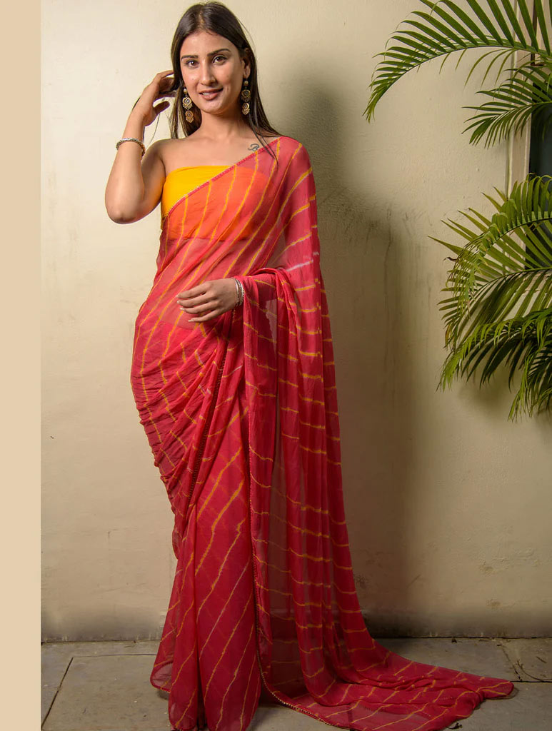 Leheriya Saree Designs for Navratri 2025: नवरात्रि पूजा में सिर्फ आपका ...