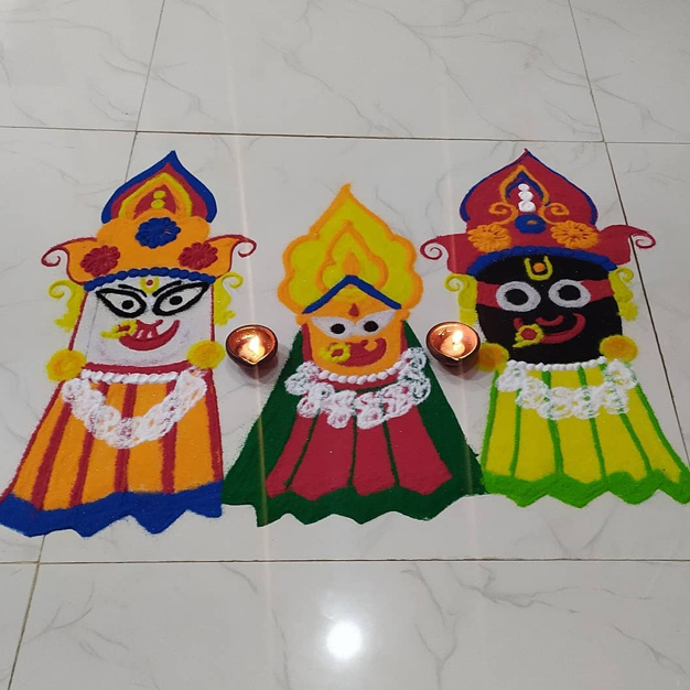 Jagannath Rangoli Design 2025: घर के आंगन और मुख्य द्वार पर बनाएं जय ...