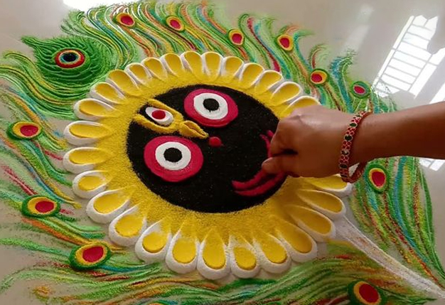 Jagannath Rangoli Design 2025: घर के आंगन और मुख्य द्वार पर बनाएं जय ...
