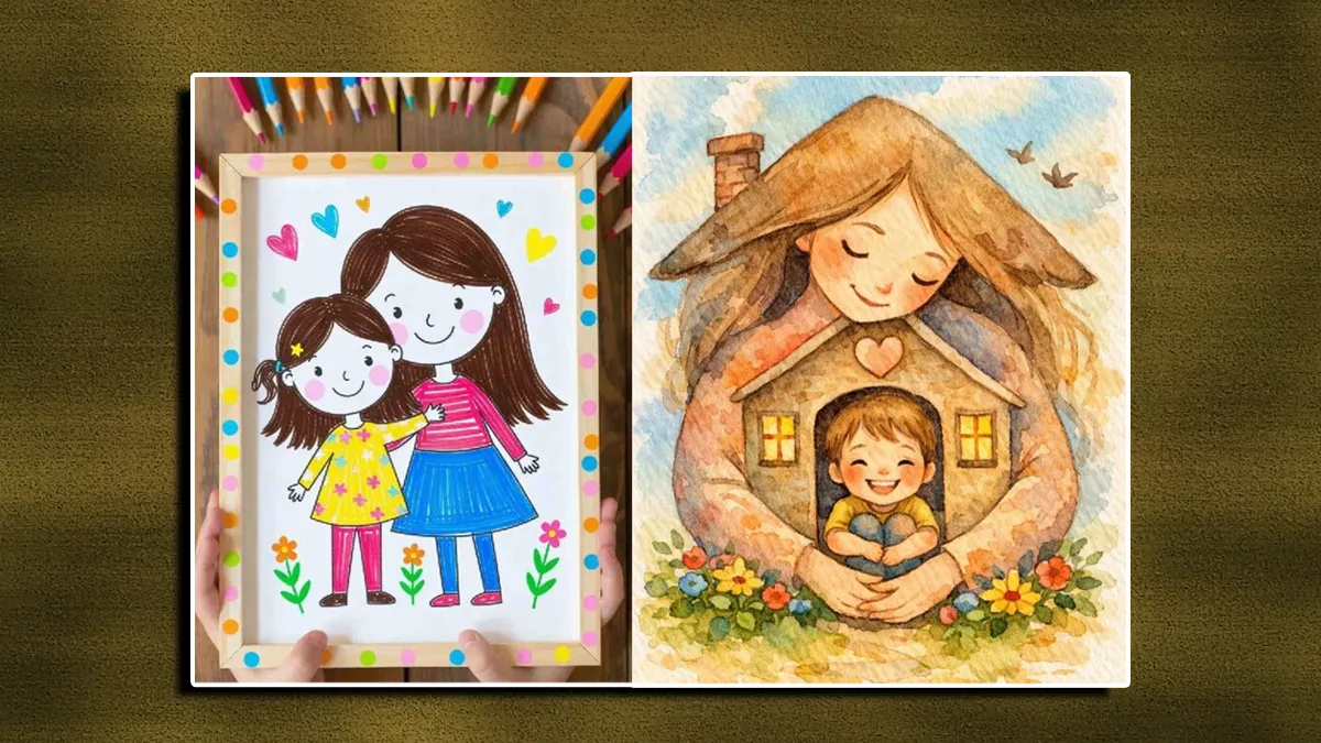 Mother's Day Drawing Ideas 2026: मदर्स डे ड्राइंग कॉम्पटीशन में चाहिए ...