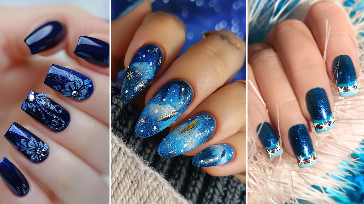 Blue Colour Nail Art Designs: इस समर सीजन हाथों में कराएं ब्लू कलर नेल ...