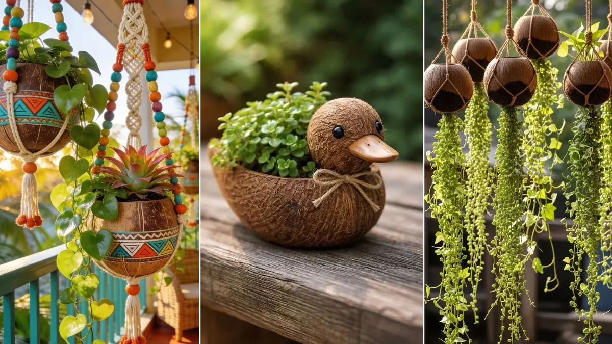 DIY Planters: नारियल की खोल से बनाएं ये खूबसूरत प्लांटर्स, घर और गार्डन ...