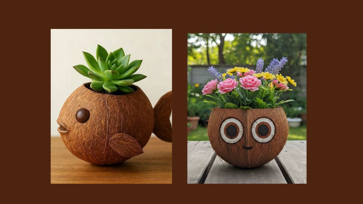 DIY Planters: नारियल की खोल से बनाएं ये खूबसूरत प्लांटर्स, घर और गार्डन ...