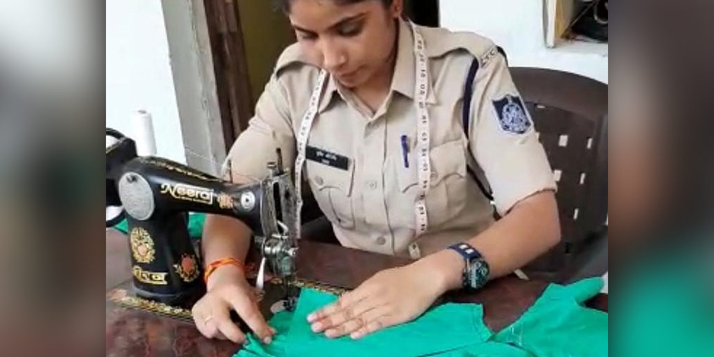 Women constable from mp sews face mask after her duty picture goes ...