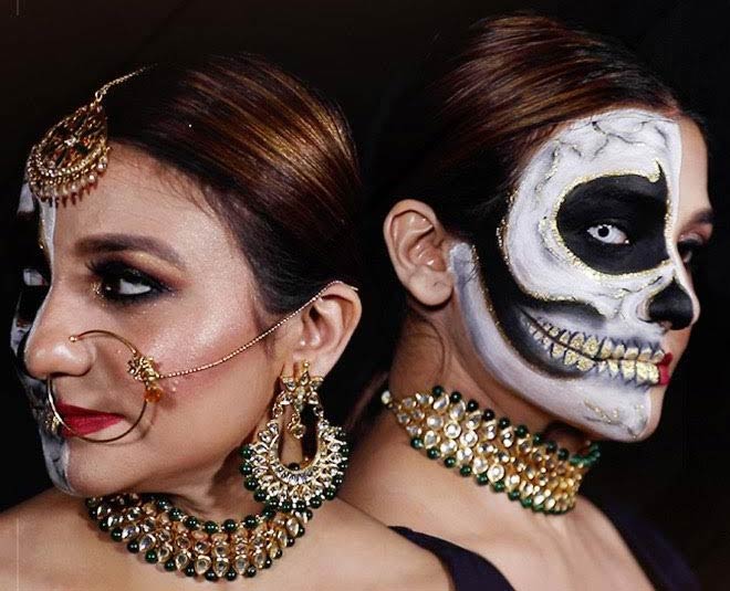 Halloween Skull Indian Bridal Makeup Tutorial