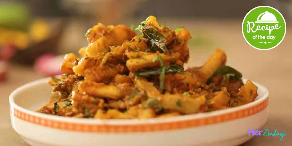 Kache Kele Ki Recipe By Sanjeev Kumar-लंच में बनाएं अज्वैनी कच्चे केले ...