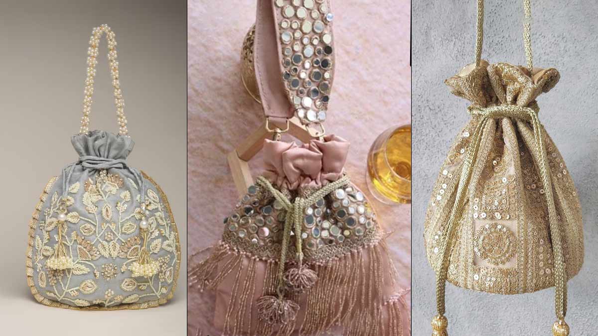 Silk Potli Bag Designs | पोटली बैग के डिजाइन | How To Style Potli Bag ...
