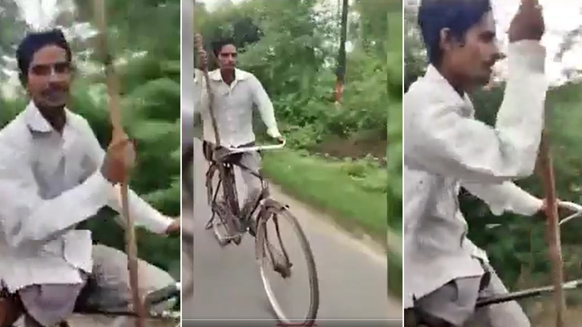 One Leg Person Riding Bicycle। साइकिल का वायरल वीडियो। Kaise Chalaye ...