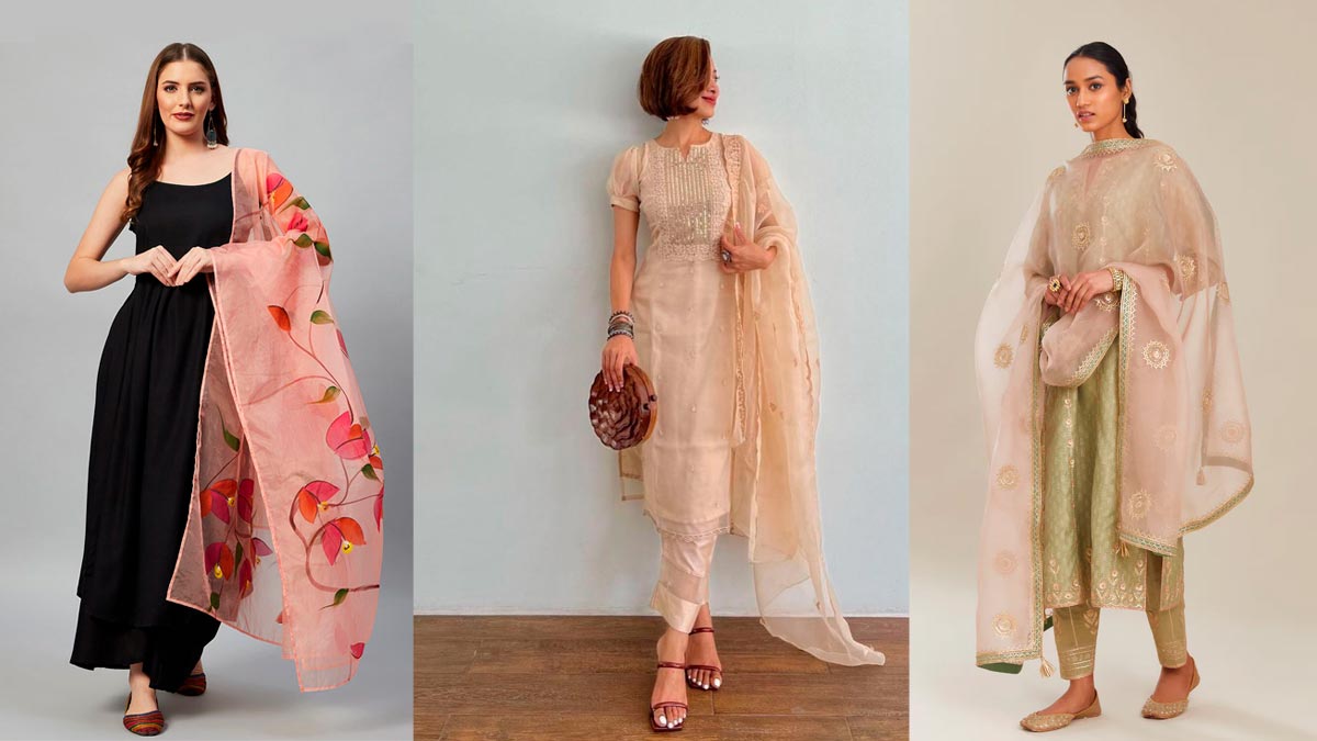 Organza Dupatta | ऑर्गेंजा दुपट्टे के डिजाइन | Organza Dupatte Ko Style ...