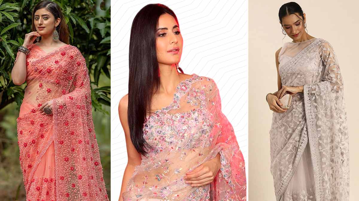 Net Saree Designs| करवा चौथ के लिए साड़ी| Net Saree Ke Latest Design ...