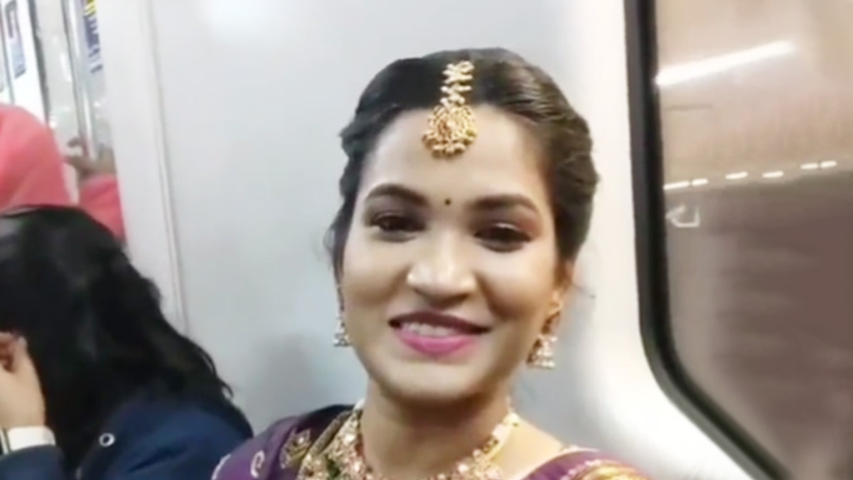 ट्रैफिक जाम में फंसी थी दुल्हन, समय से शादी हॉल पहुंचने के लिए पकड़ी मेट्रो | bengaluru bride ...