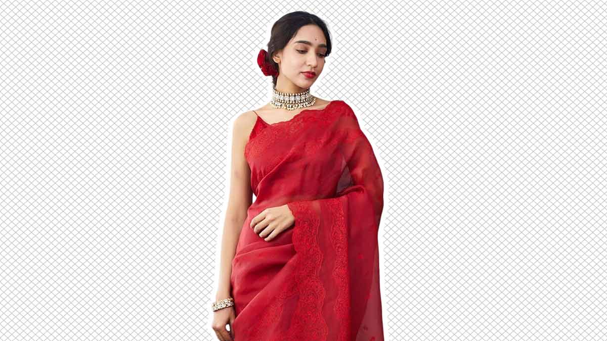 Red Saree Designs| लोहड़ी के लिए साड़ी डिजाइन| Saree Styling Tips | red ...