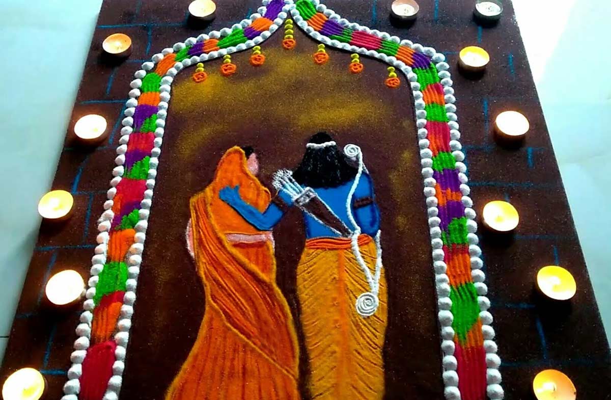 Jai Shri Ram Rangoli: चम्मच और कांटे की मदद से 20 मिनट में बन जाएंगे ...