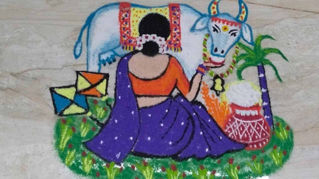 Cow Rangoli Design For Mattu Pongal: मट्टू पोंगल पर ट्राई करें गाय और ...