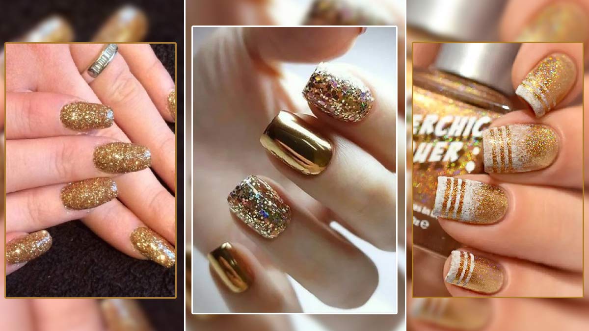 Gold Nail Art: देखें गोल्डन कलर के नेल आर्ट डिजाइंस जो हर रंग के कपड़ों ...
