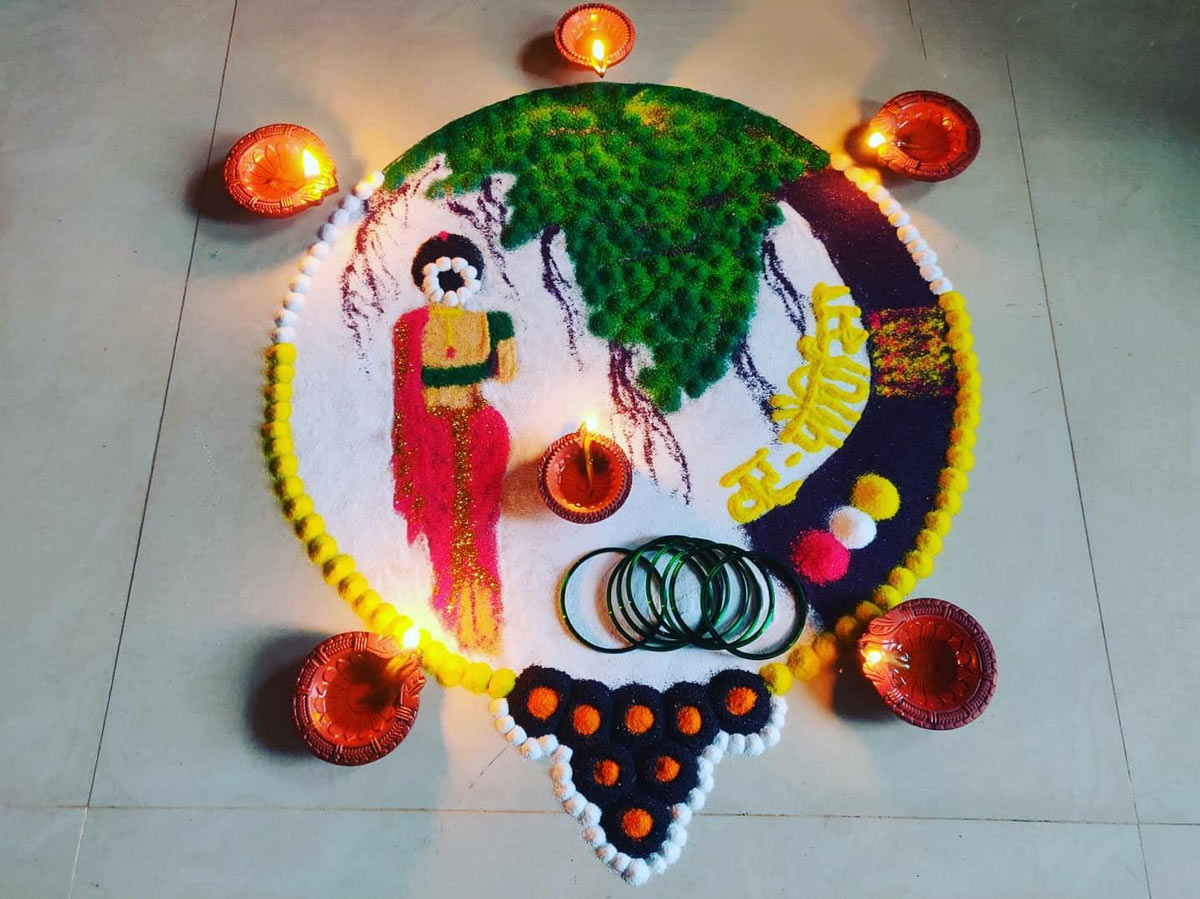 Vat Purnima Rangoli Design 2024: वट पूर्णिमा के मौके पर चूड़ियों के साथ ...