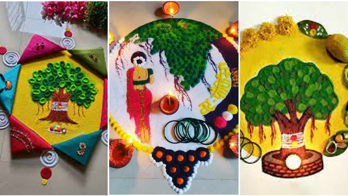 Vat Purnima Rangoli Design 2024: वट पूर्णिमा के मौके पर चूड़ियों के साथ ...