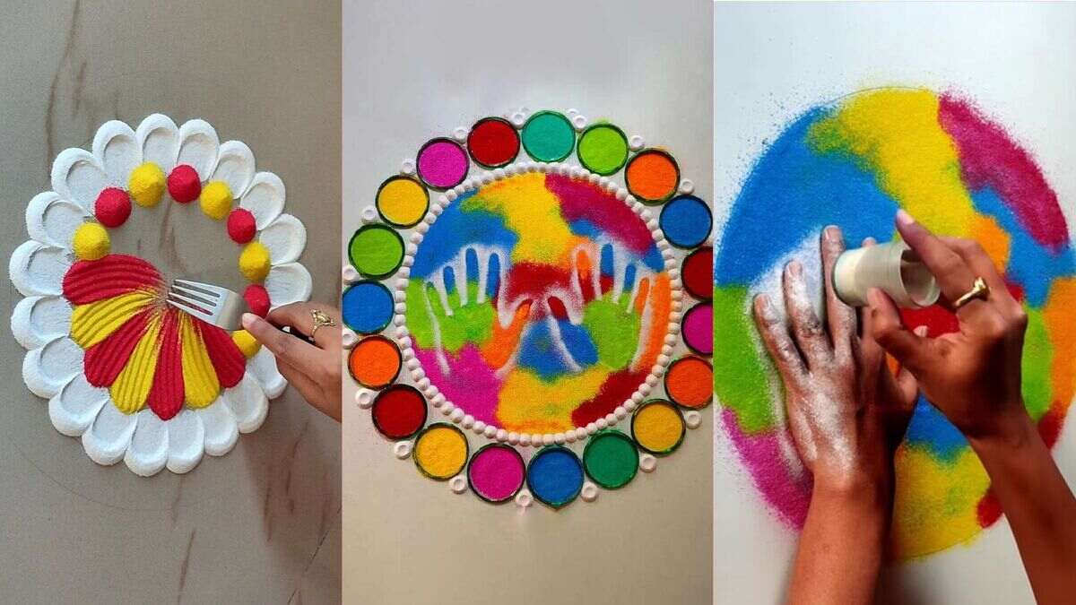 Rangoli Design For Holi 2024: होली पर कांटे और थाली की मदद से 10 मिनट ...