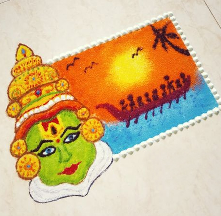 Onam Pookalam Kathakali Rangoli Design: ओणम के शुभ अवसर पर आपके घर की ...
