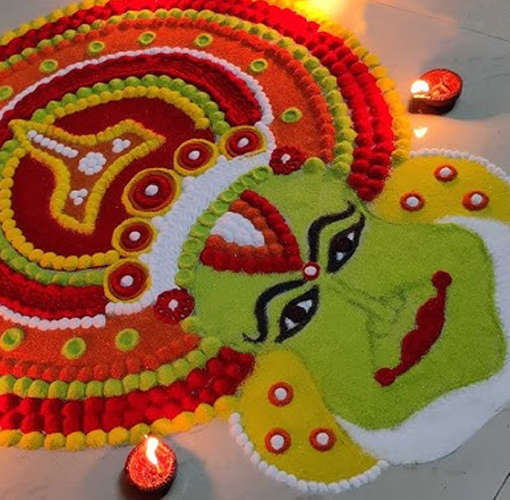 Onam Pookalam Kathakali Rangoli Design: ओणम के शुभ अवसर पर आपके घर की ...