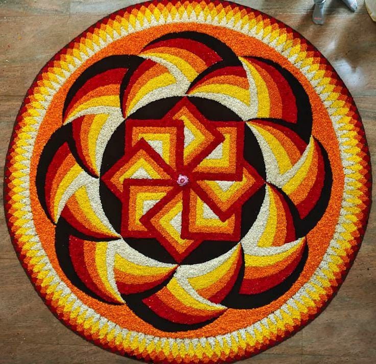 Onam Pookalam Kathakali Rangoli Design: ओणम के शुभ अवसर पर आपके घर की ...